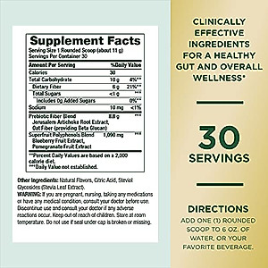 Nature's Bounty Advanced Prebiotics Plus Powder with Fibers and Polyphenols with Jerusalem Artichoke Extract, Oat Beta Glucan and Superfruit Extracts, 11.6 Oz