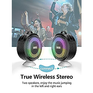 PEYOU IPX7 Waterproof Speaker, Bluetooth Shower Speaker 5.0 Waterproof with Suction Cup, Playtime RGB Lights, 360° Surround Sound Rich Bass for Outdoors, Mini Speaker for Beach/Hiking/Travel/Pool