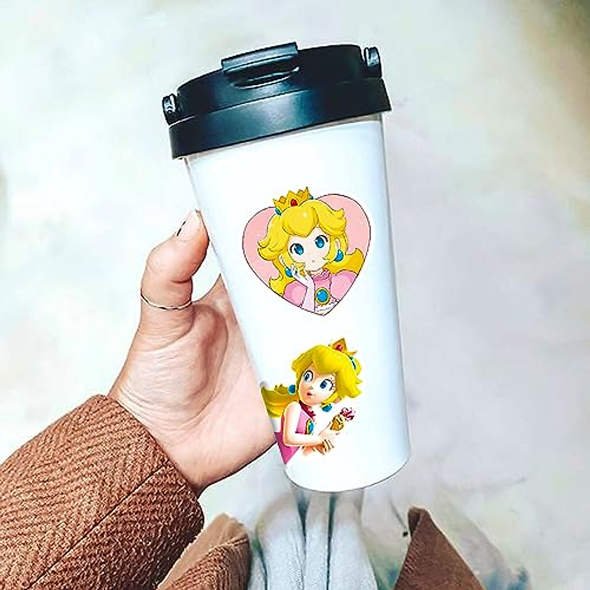 50 Pcs Princess Peach Stickers, Waterproof Stickers for Water Bottles Vsco Laptop Skateboard Phone Computer, Christmas Gifts for Boy Girl Teens Kids(Princess Peach)