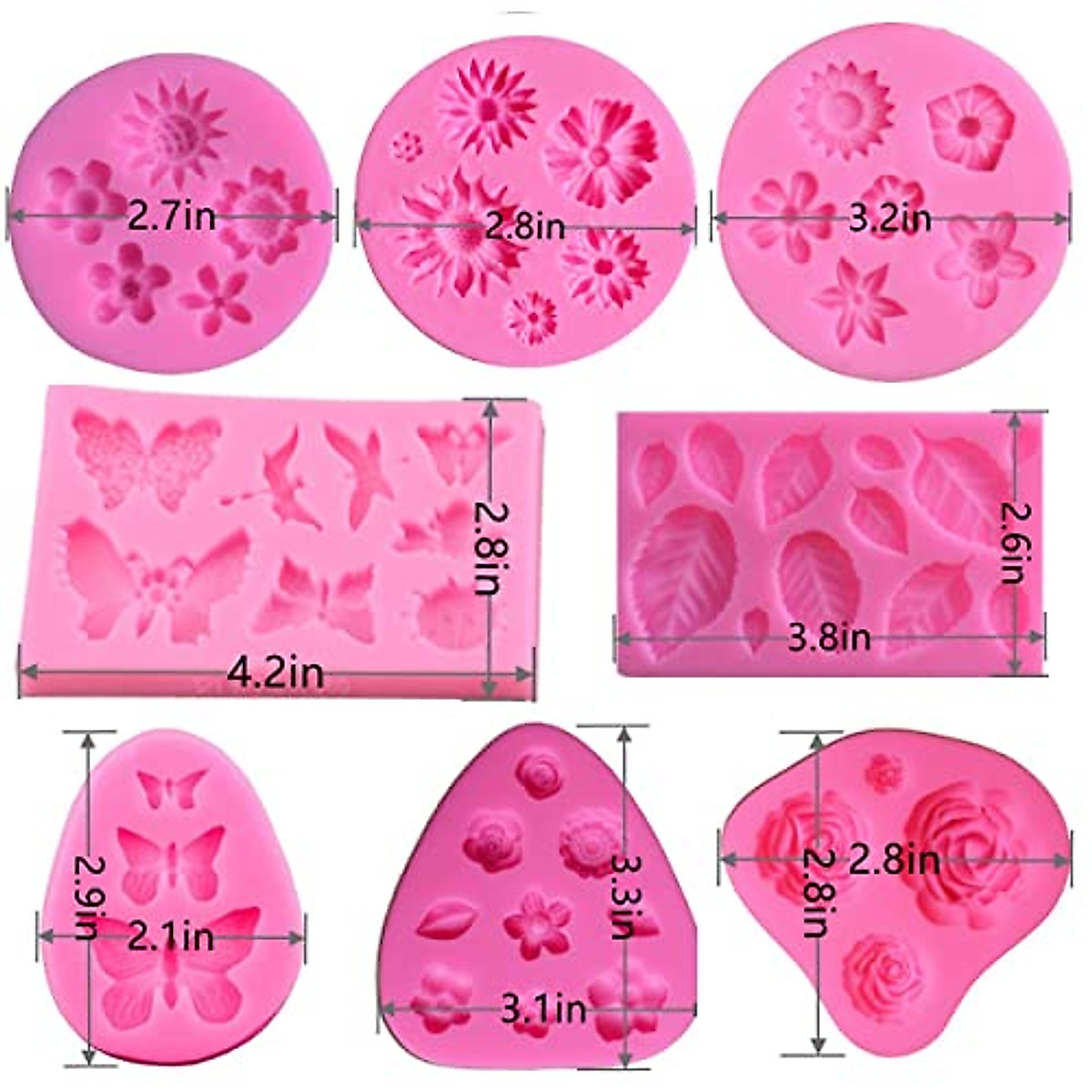 FIRETREESILVERFLOWER Silicone Mould for Flower and Butterfly Candy - for Cake Decoration,Chocolate Fudge, Polymer Clay, Soap, Confectionery Projects.