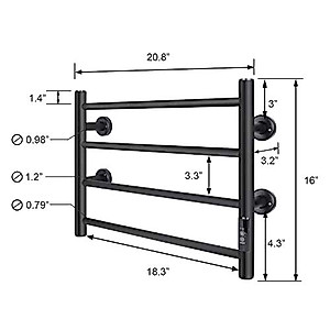 JSLOVE Towel Warmer Wall Mounted Heated Towel Racks for Bathroom, Stainless Steel Hot Towel Rack with Timer (4 Bars Black)