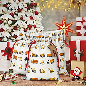 Drawstrings Christmas Gift Bags Aircraft-Motor-Car-Excavator Presents Wrapping Bags Xmas Gift Wrapping Sacks Pouches Medium