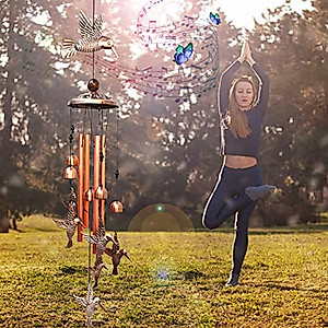 Choha Hummingbird Wind Chimes for Outdoor, Aluminum Tube Windchime with S Hook, Mobile Metal Sympathy Memorial Hummingbird Wind Bells for Home, Yard, Patio, Garden Decoration, Gift for Mom Grandma