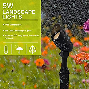 FANUPWHUA Low Voltage Landscape Lights -12V 5W LED Landscape Lighting Cast-Aluminum Waterproof Outdoor Lights for Yard Garden Spotlights with MR16 Warm White Bulbs&Spikes (2 Pack)