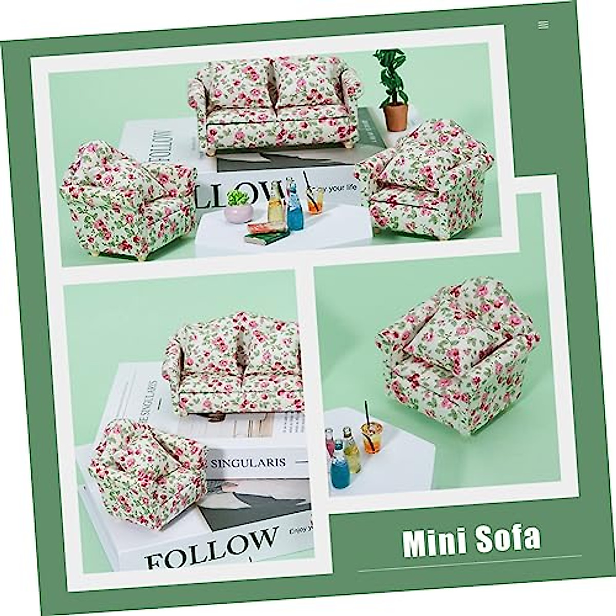 Homoyoyo Mini Sofa Bench Pillow Floral Pillow Daybed Pillows Mini House Furniture Sofa Decoration Mini Sofa Exquisite Mini Sofa Model Wooden Mini House Supply Decorative Mini Sofa Fine Baby