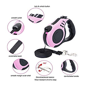 PETIMP Retractable Dog Leash Lightweight 16FT Leash, with Folding Bowl,Dispenser,Waste Bags, for Small Medium Dogs(Pink)