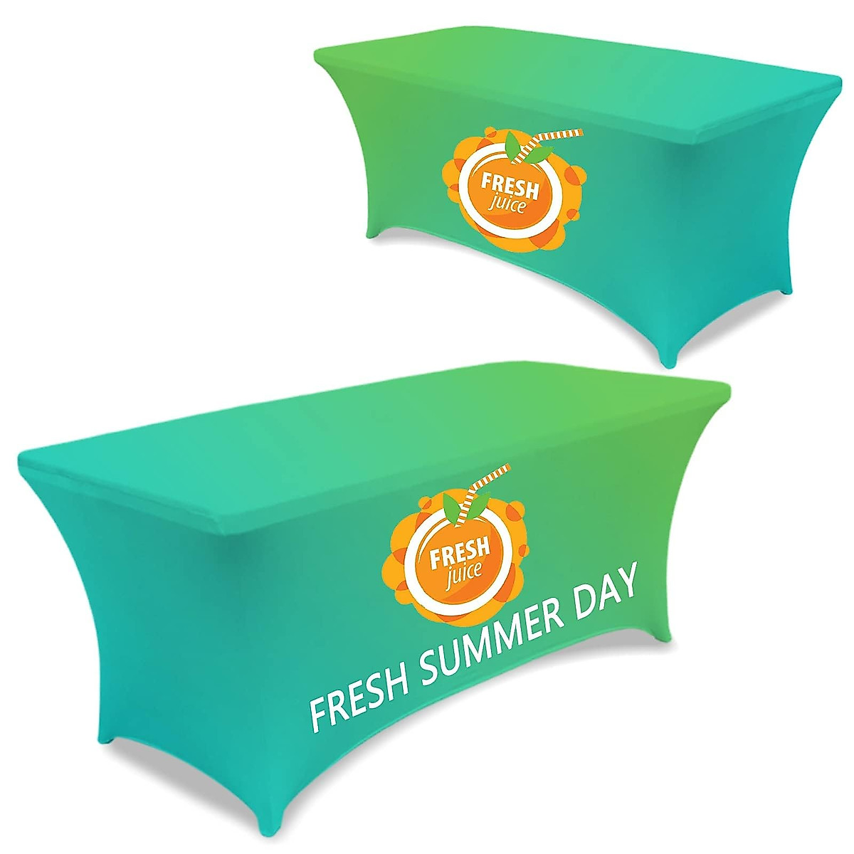 Custom Table Cloth Cover 8ft with Business Logo or Your Text Stretch Personalized Tablecloth Spandex Customize with Logo for Birthday Wedding Anniversary Tradeshow Events