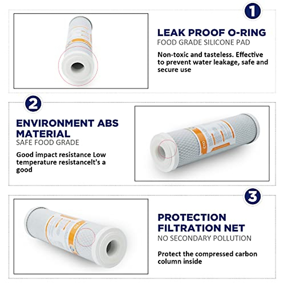 Membrane Solutions 5 Micron 2.5" x 10" CTO Carbon Block Water Filter Cartridge Replacement for Whole House Filtration Systems, Compatible with WFPFC8002, WFPFC9001, FXWTC, WHEF-WHWC, WHCF-WHWC, 6-Pack