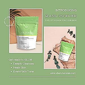 Uhuru Naturals Qasil Powder 20 Grams – Ancient Somali Beauty Secret, Gentle Deep Cleansing Facial Mask for Beautiful Glowing Skin. Reduces Dark Marks and Scars. Brightens. Detoxifies.