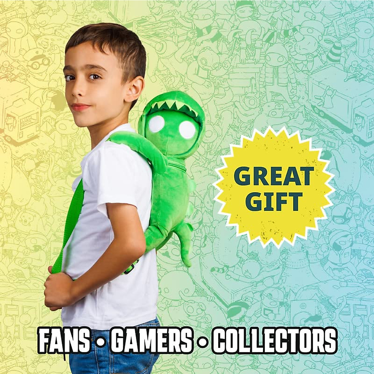 Gang Beasts 12 Inch Plush Backpack - Green Dragon - Super Soft Cuddly Plush - Perfect for Boy & Girls Toy Backpacks - Plush Toys for Kids, Great Gifts. Official Gang Beasts Plush Toys