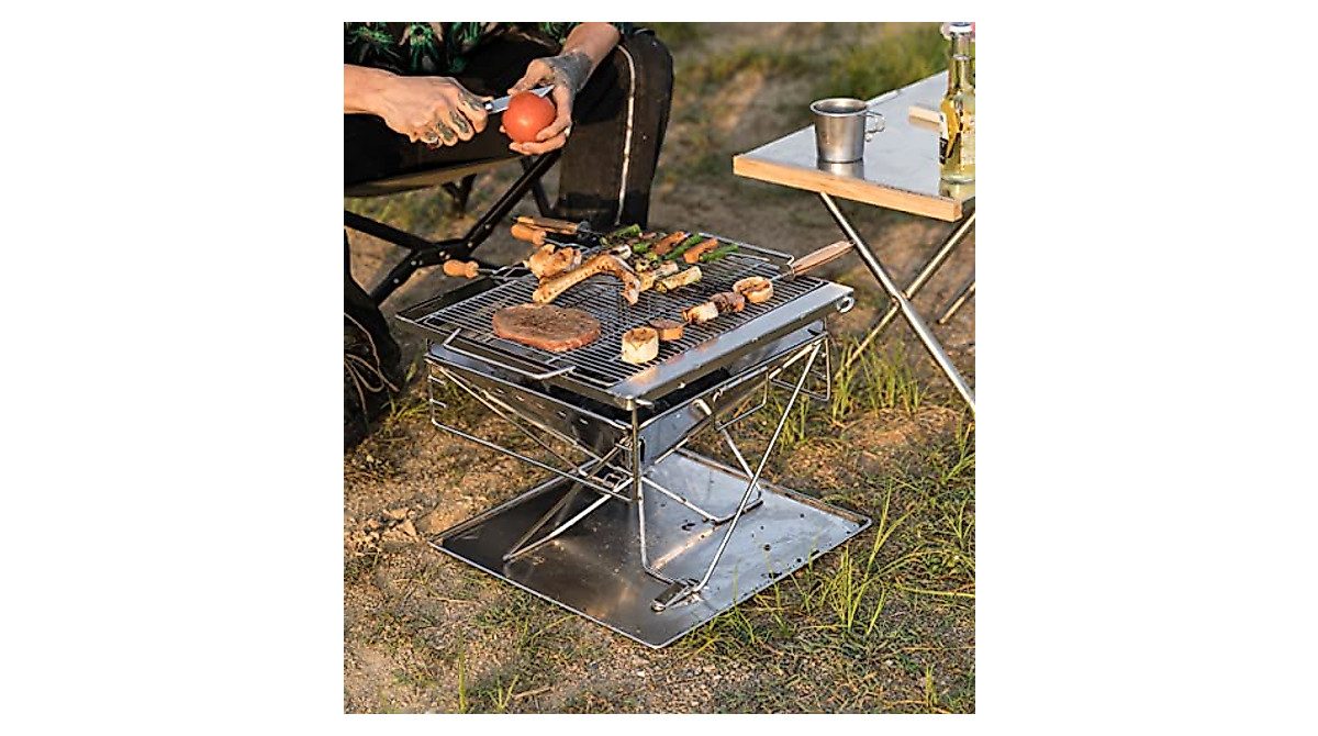 Campingmoon Large Stainless Steel BBQ Grill & Fire Pit