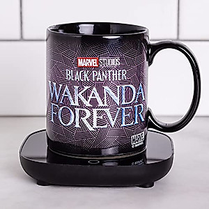 Uncanny Brands Black Panther Wakanda Forever Mug Warmer with Mug – Keeps Your Favorite Beverage Warm - Auto Shut On/Off