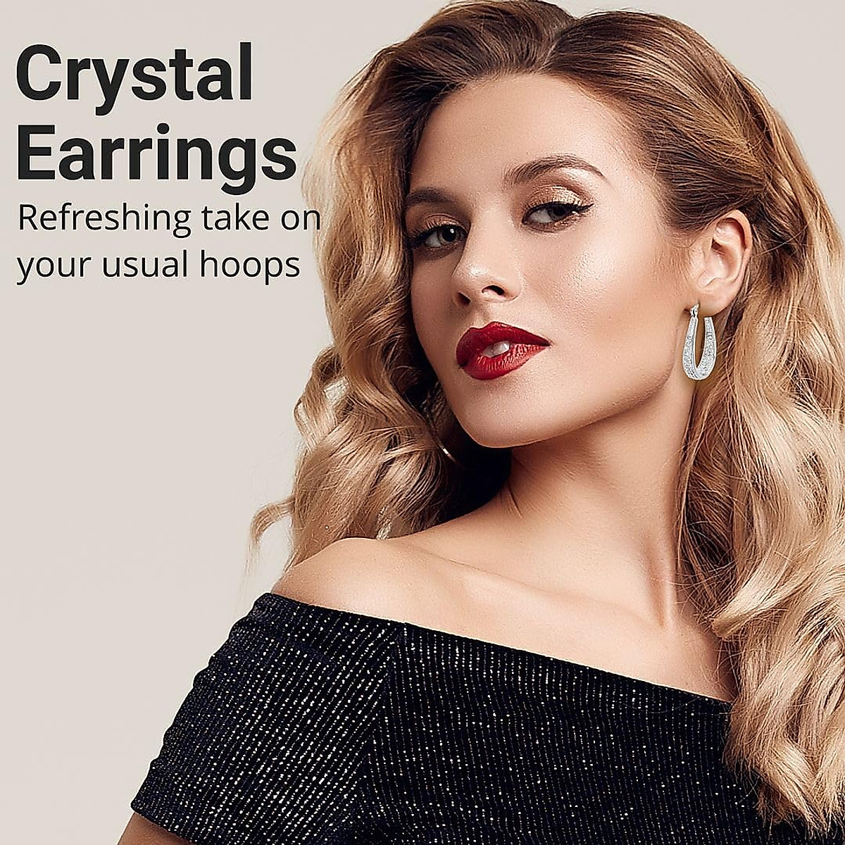 Shop LC White Crystal Hoop Earrings for Women Silver Plated Sparkle Bling Inside Out Jewelry Gifts for Women Birthday Gifts