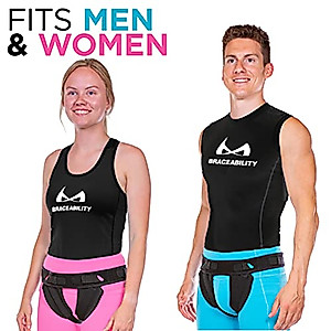 BraceAbility Women's Inguinal Hernia Belt - Waist Support Briefs With Removable Side Compression Pads For Direct and Indirect Femoral, Single and Double Hernias, Pre and Post-Surgical Pain Guard (S)