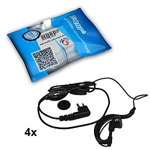 4X HQRP 2-Pin External Ear Loop Headset w/PTT Microphone Compatible with Motorola RDV-5100, RDV-2020, RDU-2020, RDU-2080, RDU-2080D, RDV-2080DD, RDU-4100, RDU-4160, RDU-4160D, RDV-2080D, RDV-5100