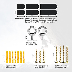 Hangboard Rock Climbing Hangboard with Jugs, Edges, Slopers, Pockets and Phone Hoder, Climbing Fingerboard Designed with Two Hooks for Rock Climbers