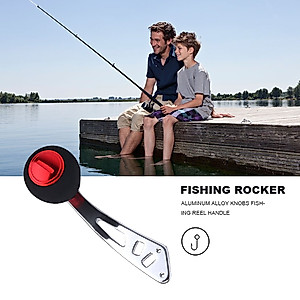 Fishing Reel Handle,Fishing Reel Power Handle Knob Reel Replacement Parts,Aluminum Alloy Fishing Reel Rocker Knobs for Baitcasting Spinning Tackle Tools(Red)