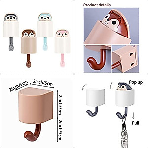 HomeDo 4Pack Adhesive Wall Hooks for Coat, Key, Scarf, Hat, Towel, Bag, Utility Cat Hook for Wall Hanging Decorations, Lovely Entryway Hat Hook Organizer. (Squirrel Hooks-4Pack)