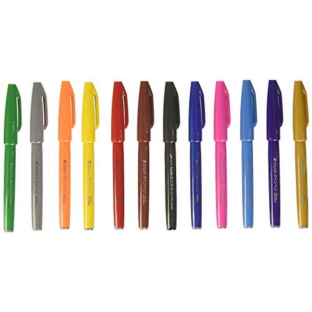 Pentel Ses15cpc12 Sign Pen Brush Flexible Point Marker, Assorted, 12/Pack