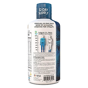 Premium Liquid Multivitamin for Men | Sugar Free Men’s Multi-Vitamin | 100+ Vitamins, Minerals & Amino Acids to Support Muscle, Heart, Brain Health & Energy | 98% Absorption Rate | Non-GMO | 32 Serv