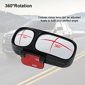 LivTee Blind Spot Mirror, Double Adjustable Mounted Blindspot Mirror HD Glass Wide Angle View, Side Rearview Mirror Universal, Right
