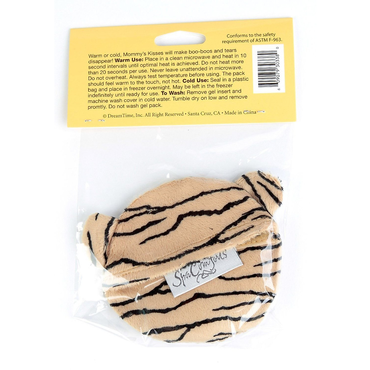 DreamTime Spa Comforts Mommy's Kisses, Reusable Childrens Hot and Cold Pack, Tiger, 1 Count
