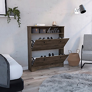 ZLECTIO Shoe Rack for Entryway, Shoe Storage Cabinet with Two Extendable Shelves and One Open Shelf, Brown Shoes Organizer for Bedroom Living Room Home Office Dorm Apartment Hallway