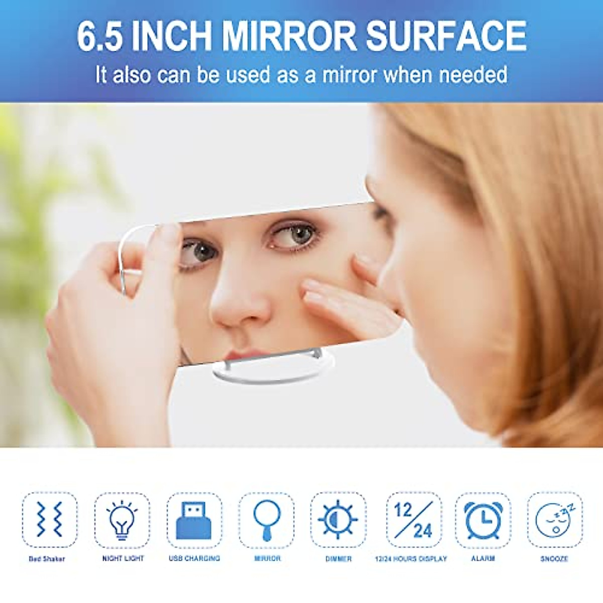 Miowachi Loud Digital Alarm Clock for Heavy Sleepers Adults with Bed Shaker,2 USB Charger, Adjustable LED Light, Snooze, Alarm, Clock for Bedroom, White