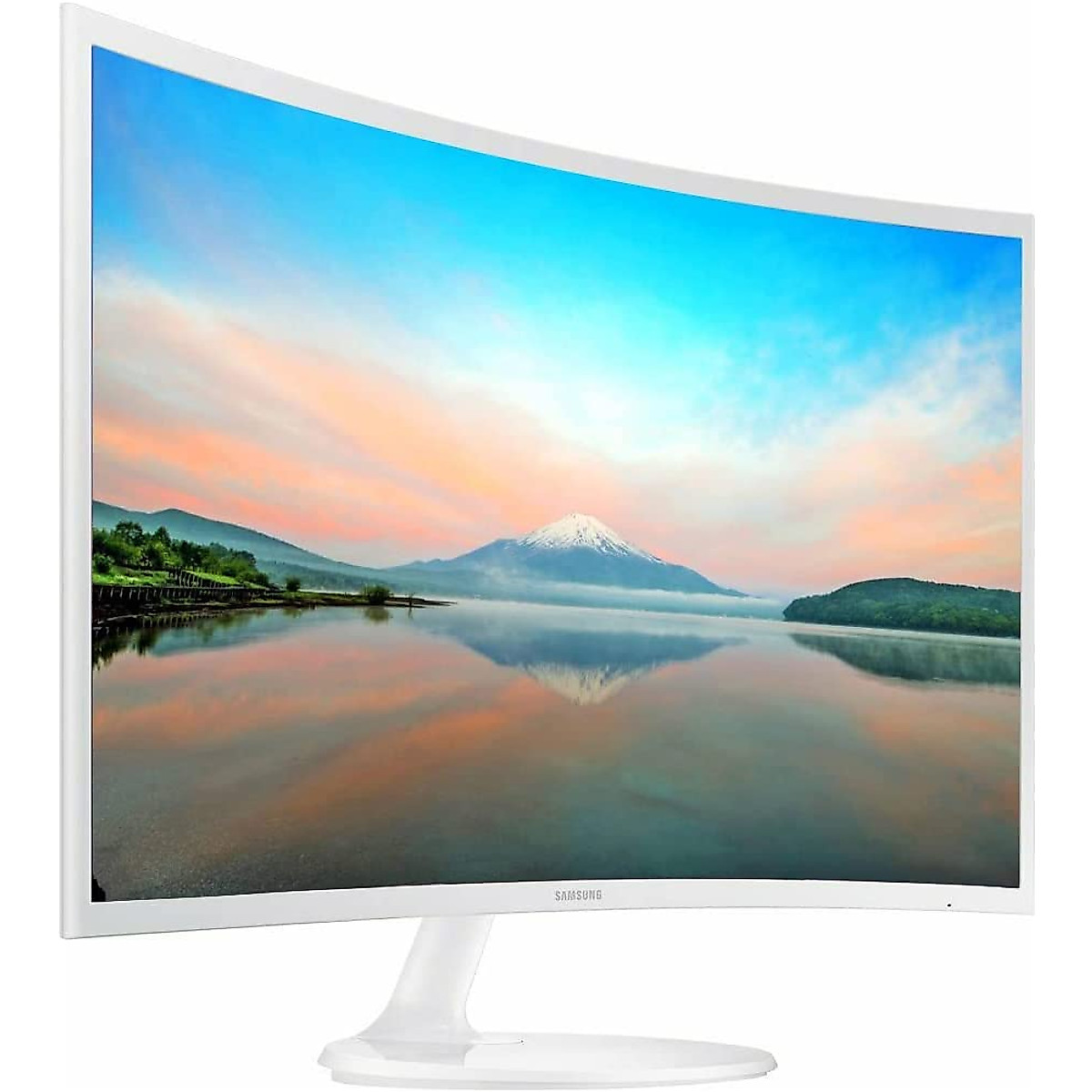 2022 Newest Samsung Flagship 27" FHD Curved LED Backlight Computer Monitor for Business with VGA, HDMI, Ultra-Slim Design with Wide Screen, 4ms Response, 60Hz Refresh, 3000:1 Contrast Ratio, White+JVQ