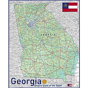 Georgia State Poster Map - 16.5 x 20.4 Inches - Paper Laminated