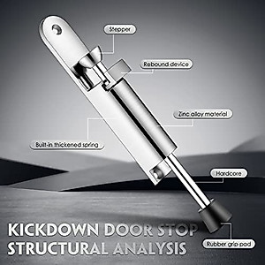 4 Pcs Heavy Duty Door Stopper Stainless Steel Foot Kickdown Door Stop Adjustable Easy Step Door Holder Telescopic Spring Door Stop Door Spring Stopper Silver Door Locks Holder for Outdoor Commercial
