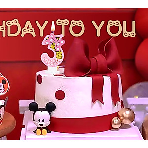 Kinsynko 3 Candle Birthday Girl Cute Number 3 Candle for Birthday Cakes, 3D Pink Bow 3 Birthday Candle for Princess Women Sweet Theme 3rd Birthday Anniversary Party Cake Decoration