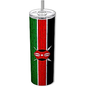 ExpressItBest 20oz Skinny Tumbler with Flag of Kenya (Kenyan) - Bricks Design