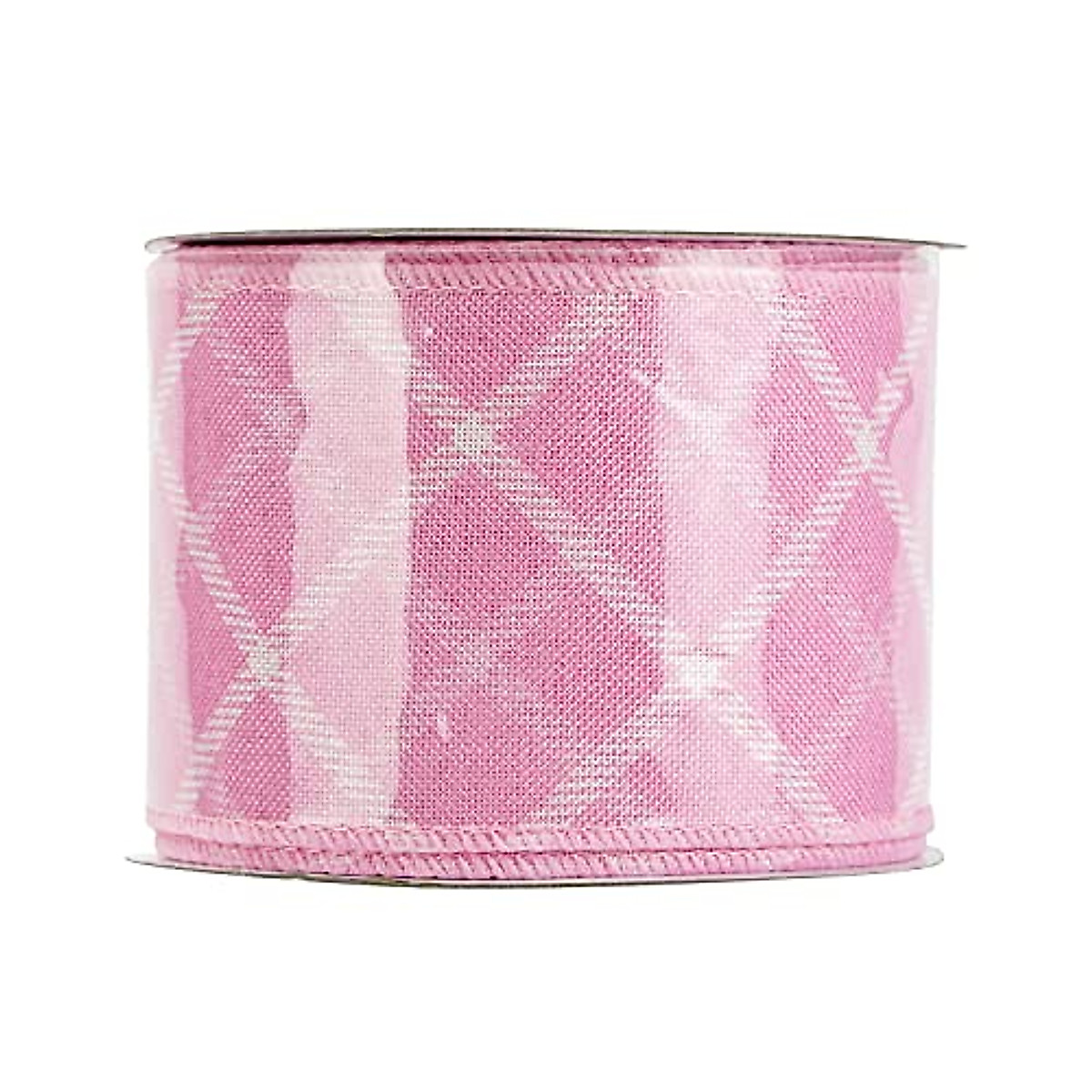 MEEDEE Pink Gingham Christmas Ribbon Wired Plaid Check 2.5 Inch X 10 Yards Burlap for Crafts Decoration Bows Making Flower Wreath Floral Bouquet Gift Wrapping