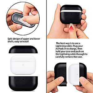 CYBOTOON Leather AirPods Pro 2 Case Cover with Button, Genuine Crystal Vegetable Tanned Oil Wax Leather Case for AirPods Pro 2nd Generation 2022, Retro Elegant Style, Front LED Visible, Black