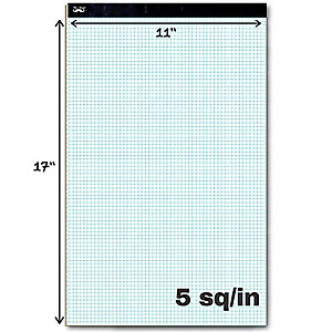 Mr. Pen- Engineering Paper Pad, Graph Paper, 5x5 (5 Squares per inch), 17"x11", 22 Sheets, Engineering Pad, Grid Paper, Computation Pads, Drafting Paper, Squared Paper, Blueprint Paper, Writing Paper