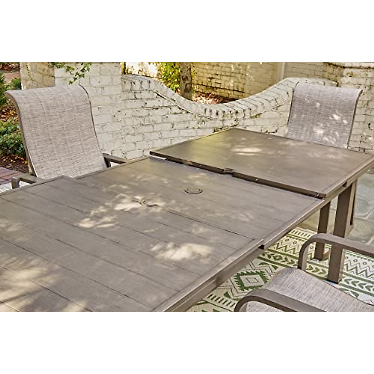 Signature Design by Ashley Beach Front Contemporary Outdoor Dining Extension Table, Light Brown