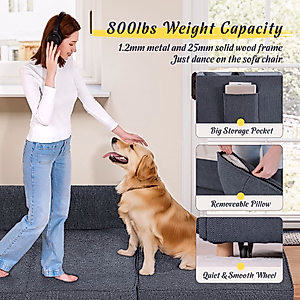 OHOHOLIVE Sleeper Sofa Bed 4-in-1 Convertible Couch, Linen Fabric Love seat Couch with 2 Throw Pillow, Single Recliner for Small Space with 5 Adjustable Angles Backrest