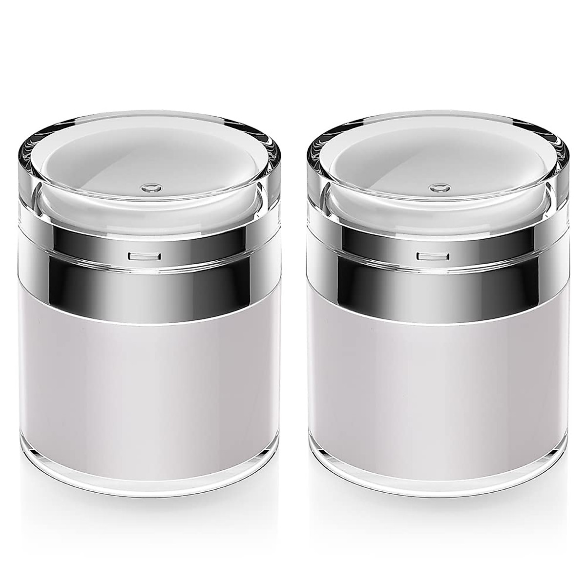 Airless Pump Jars, 1.7 oz Pump Dispenser, Acrylic Lotion Dispenser for Thick Moisturizer, Skincare Cream, Travel Lotion Container (2 Pack)