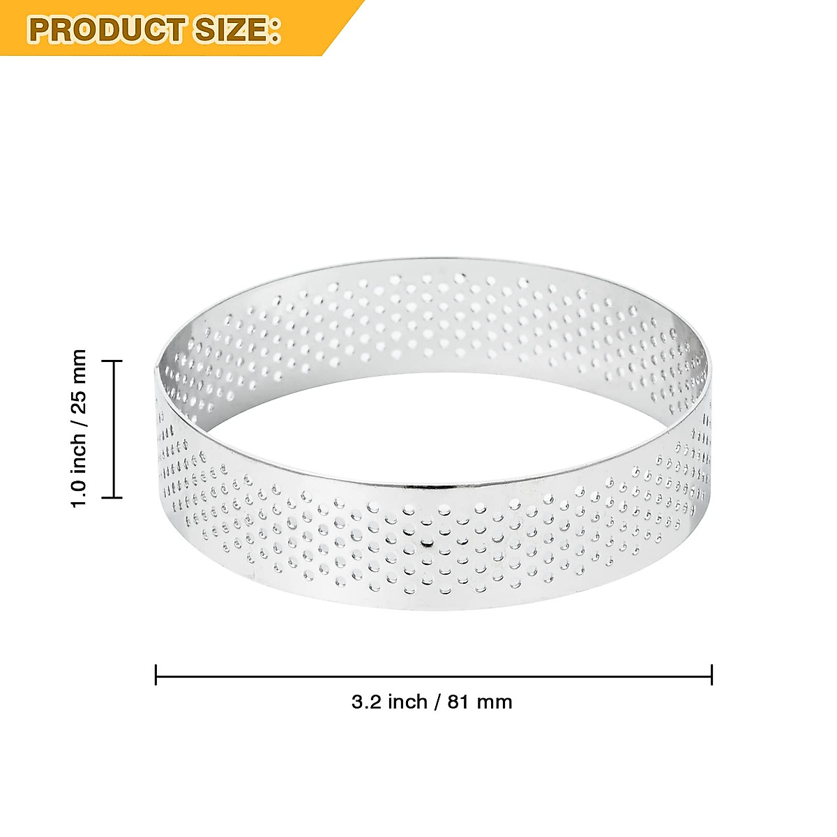Katisun 5 Pack 3.15 Inch Round Tart Rings Stainless Steel Tart Pastry Rings with Hole cake mold ring for Baking Perforated Circle Tartlet 3 inch