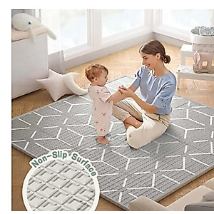 Fodoss Baby Playpen with Mat, Small Baby Play Pen(47x47inch), Playpen for Babies and Toddler (47 * 47 Baby playpen with mat-Dark Gray)