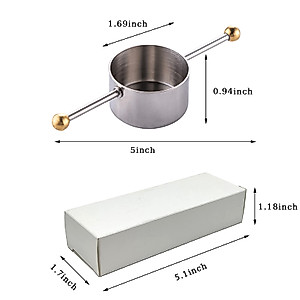 Stainless Steel Bar Jigger with Handle Measuring Tool for Whiskey Cocktail Tequila Liquor Barware 2 pcs (Silver)