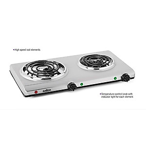 Salton THP-528 Electric Double-Coil Cooking Range, Stainless Steel