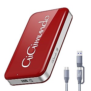 GiGimundo 512GB 40Gbps Portable SSD, External Solid State Drive, Up to 3000+MB/S Data Transfer Thunderbolt 3, Red