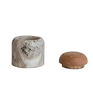 Creative Co-Op Modern Marble Wood Lid, Natural Canister