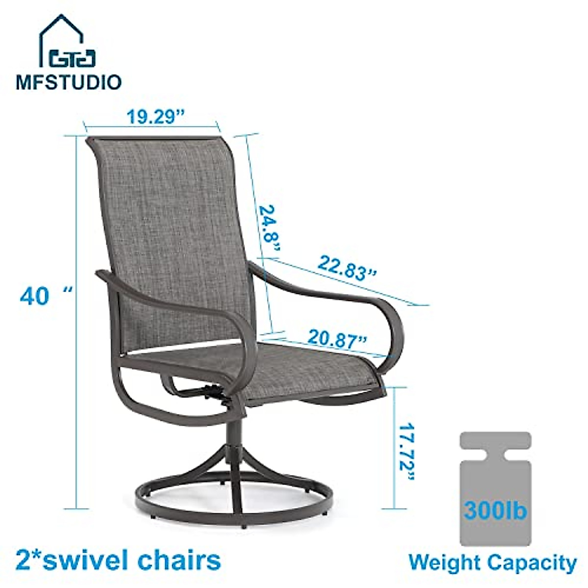 MFSTUDIO 4 Pieces Patio Metal Dining Swivel Chairs Bistro Backyard Rocker Chairs Weather Resistant Garden Outdoor Furniture