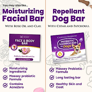 Candida Freedom Massey's Lavender Bliss Probiotic Soap Bar - Ideal Gift for a Spa-Like Experience - Perfect for Men & Women - Elevate Your Daily Wash with this Invigorating 4oz Bar