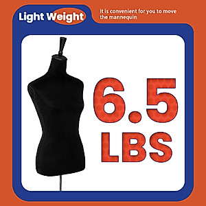PayLessHere Female Mannequin Torso Sewing Mannequin Dress Form Mannequin Body 53-67 Inch Adjustable Dress Mannequin with Stand Wood Base for Sewing Counter Window Display (Black, 53-67 Inches)
