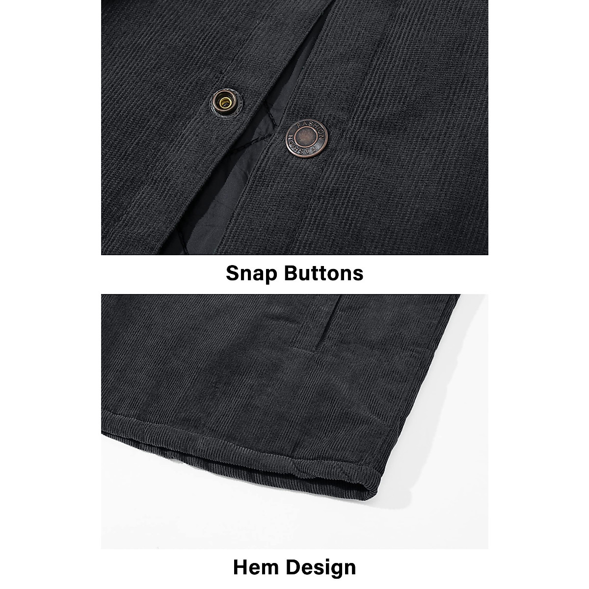 MAGCOMSEN Men's Corduroy Jacket Hoodies Quilted Lined Button-Down Casual Shirt Jackets Cotton Warm Winter Coat 5 Pockets