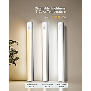VEICROD Under Cabinet Lights,Day/Dark Motion Sensor Lights Indoor,3 Color Temperatures,80 LED,Wireless Rechargeable Under Cabinet Lighting,Lights for Kitchen,Cupboard,Closet(9.4inch-1500mAh)